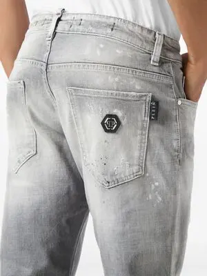 Philipp Plein Distressed Straight-leg Jeans