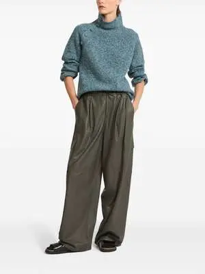 YVES SALOMON Wide-leg Leather Cargo Trousers - Green