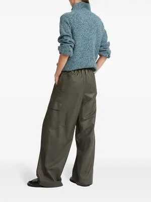 YVES SALOMON Wide-leg Leather Cargo Trousers - Green