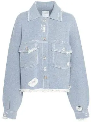 BARRIE Fringed Denim Jacket - Blue