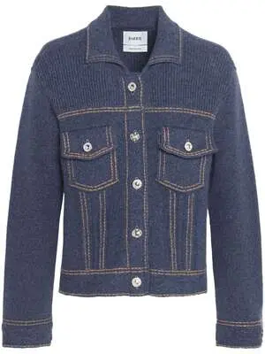 BARRIE Contrast-stitch Knitted Jacket - Blue