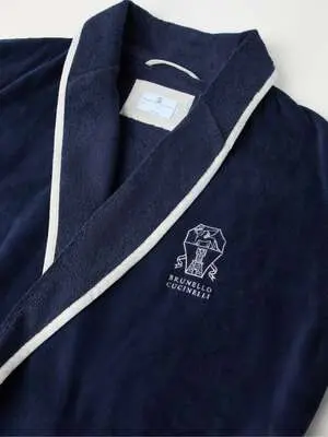 Brunello Cucinelli Logo-embroidered Bathrobe - Blue