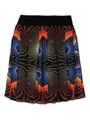 AGNES B. Graphic Print Pleated Skirt