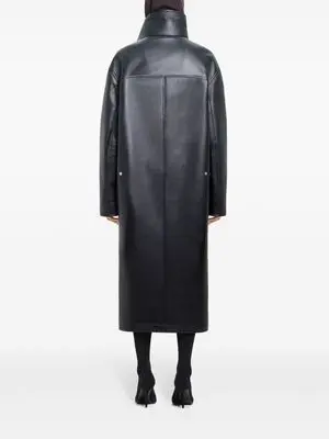 COURREGES Oversized Leather Mid-length Coat