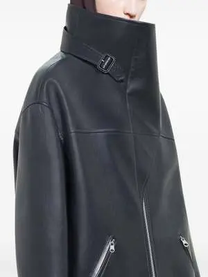 COURREGES Oversized Leather Mid-length Coat