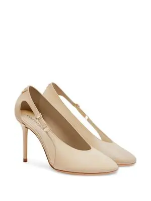 COURREGES 100mm Oblique Leather Pumps - Neutrals