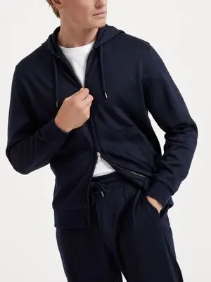 Brunello Cucinelli Knitted Hoodie - Blue