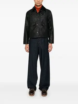 Barbour Corduroy Collar Waxed Jacket - Blue
