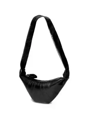 LEMAIRE Small Croissant Bag In Coated Cotton - Dark Chocolate