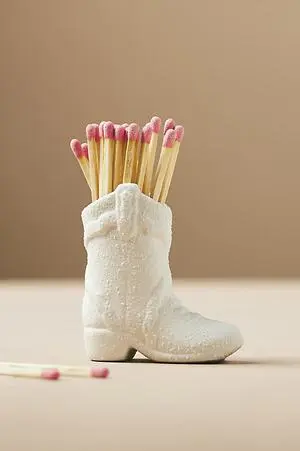 PADDYWAX Nashville Ceramic Cowboy Boot Match Holder
