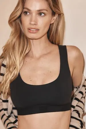 LYREBIRD Scoop Neck Bra Lb Cottoncloud - Black