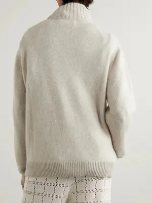 THE ELDER STATESMAN Cashmere Turtleneck Sweater - Ecru