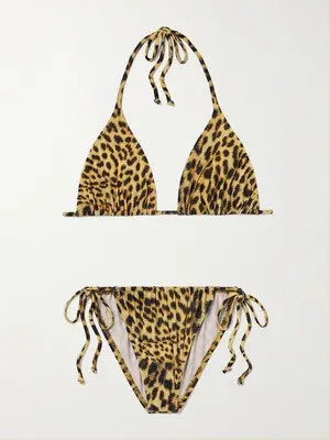 Norma Kamali Leopard-print Halterneck Bikini