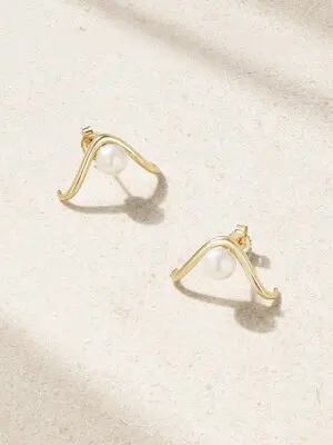 Mizuki 14-karat Earrings With Pearl - Gold