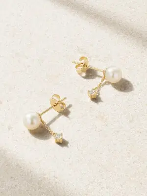 Mizuki 14-karat Gold Pearl Earrings - White