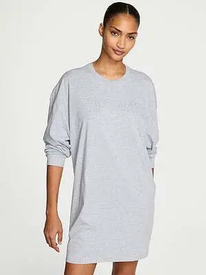 Victoria's Secret 100% Cotton Long-sleeve Pocket Sleep Tee - Grey