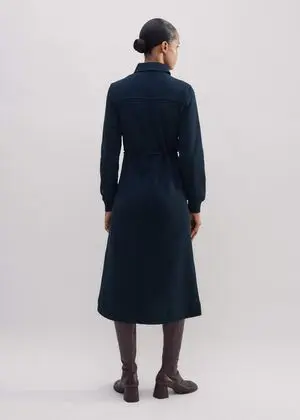 ME+EM Mixed Media Sweatshirting Midi Dress