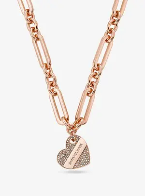 Michael Kors Tone Plated Pavé Heart Necklace