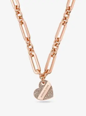 Michael Kors Tone Plated Pavé Heart Necklace