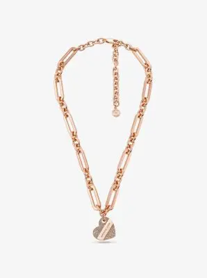 Michael Kors Tone Plated Pavé Heart Necklace