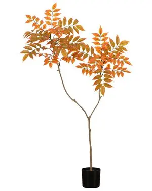 NEARLY NATURAL Nearly Natural 4Ft Autumn Minimalist Sumac Artificial Fall Tree - Orange