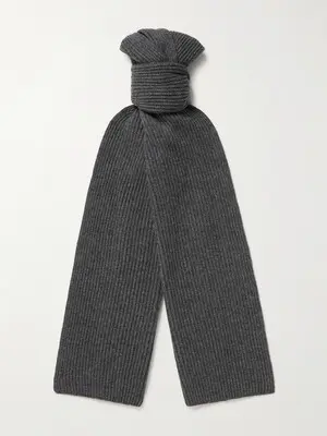Johnstons Of Elgin Ribbed Cashmere Scarf - Gray
