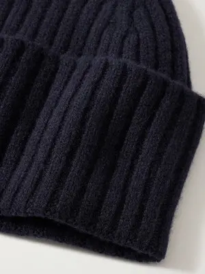 DRAKE'S Ribbed Wool Beanie - Blue