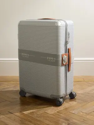 FPM MILANO Bank Zip Deluxe 76cm Leather-trimmed Polycarbonate Spinner Suitcase - Gray