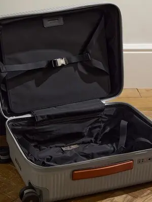 FPM MILANO Bank Zip Deluxe M 55cm Leather-trimmed Polycarbonate Spinner Suitcase - Gray