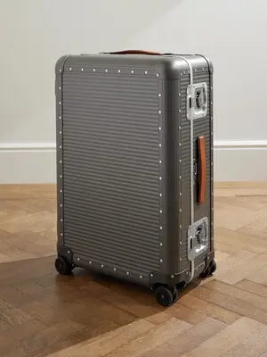 FPM MILANO Bank Spinner 76cm Leather-trimmed Aluminium Suitcase - Gray