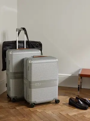 FPM MILANO Bank Zip Deluxe 68cm Leather-trimmed Polycarbonate Spinner Suitcase - Gray
