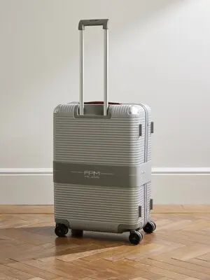 FPM MILANO Bank Zip Deluxe 68cm Leather-trimmed Polycarbonate Spinner Suitcase - Gray