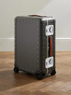 FPM MILANO Bank Spinner 68cm Leather-trimmed Aluminium Suitcase - Gray