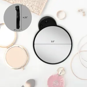 ZADRO Lighted Compact Mirror With 10x Magnification & Retractable Suction Cups - Chocolate