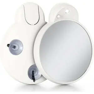 ZADRO Lighted Compact Mirror With 10x Magnification & Retractable Suction Cups - White