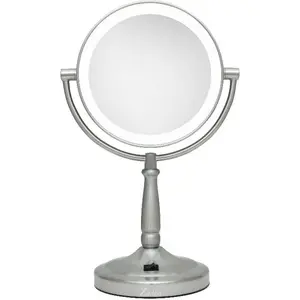 ZADRO Lighted Makeup Mirror With 5x/1x Magnifications & Cordless - Satin Nickel