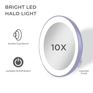 ZADRO Lighted Compact Mirror With 10x Magnification & Suction Cup - Lavender