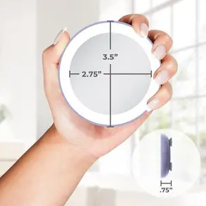 ZADRO Lighted Compact Mirror With 10x Magnification & Suction Cup - Lavender
