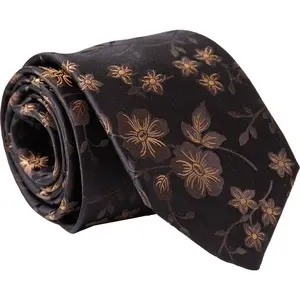 ELIZABETTA Silvio Extra Long Silk Jacquard Neck Tie - Black