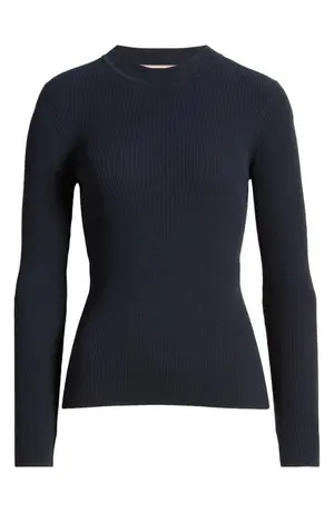 BOSS Feskiera Ribbed Mock Neck Sweater