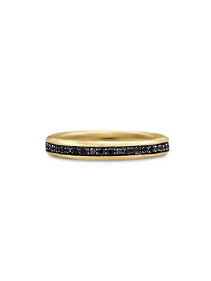 David Yurman Beveled Band Ring In 18k Yellow Gold - Black Diamond
