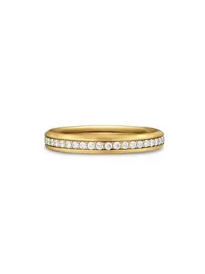 David Yurman Beveled Band Ring In 18k Yellow Gold - Diamond