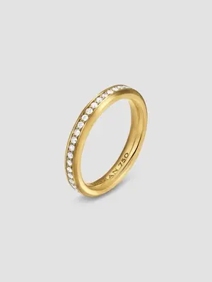 David Yurman Beveled Band Ring In 18k Yellow Gold - Diamond