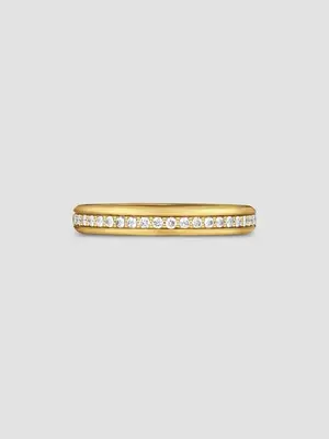 David Yurman Beveled Band Ring In 18k Yellow Gold - Diamond