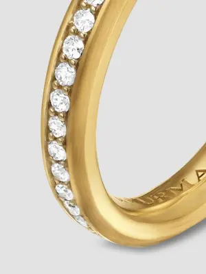 David Yurman Beveled Band Ring In 18k Yellow Gold - Diamond