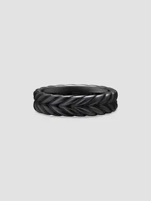 David Yurman Chevron Band Ring In Titanium, 6.2mm - Black