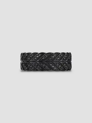 David Yurman Chevron Pavé Band Ring In Black Titanium, 9mm