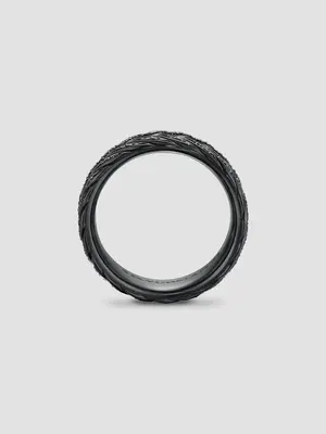 David Yurman Chevron Pavé Band Ring In Black Titanium, 9mm