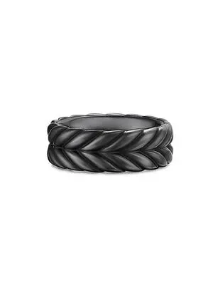 David Yurman Chevron Band Ring In Titanium, 9mm - Black