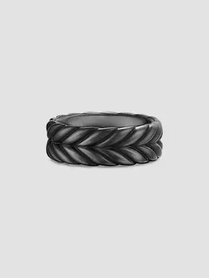 David Yurman Chevron Band Ring In Titanium, 9mm - Black